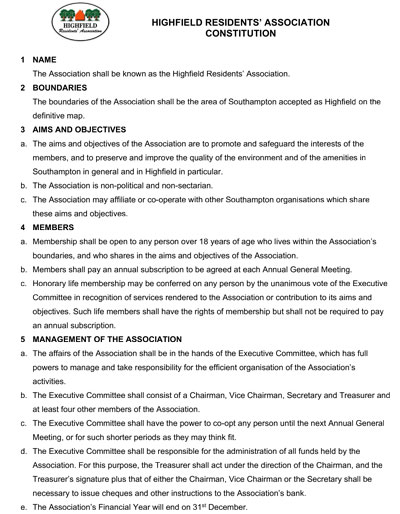 HRA Policy and Other Documents | Highfield Residents Association